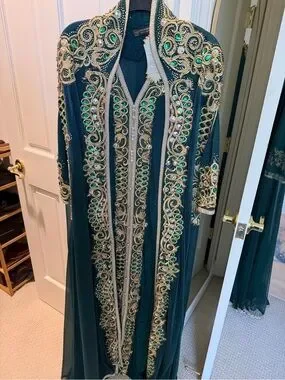 Dresses | Embellished Emerald Green Jacket With Gold Trim | Poshmark